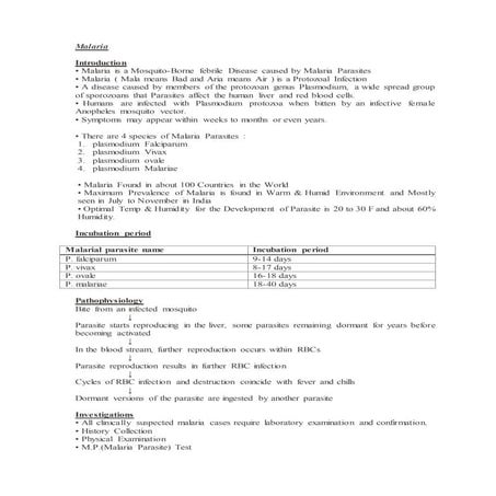 Malaria | DOCX | Infectious Diseases | Diseases and Conditions