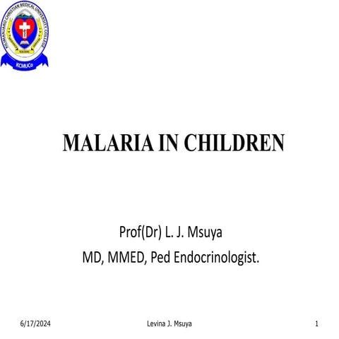Notes on Malaria in Children- MD5 - 2021.ppt