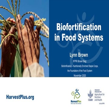Biofortification – Nutritionally Enriched Staple Crops, the Foundation ...