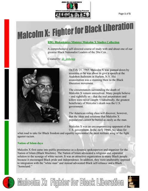 Organization of Afro-American Unity: MX and the OAAU Aims & Objectives ...