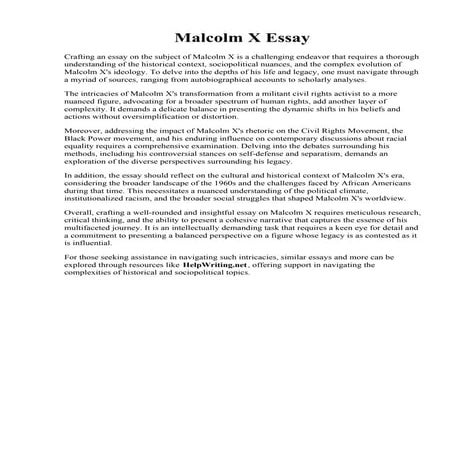 Malcolm X Essay | PDF