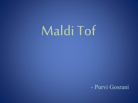 MALDI-TOF Mass Spectrometry | PPTX | Chemistry | Science