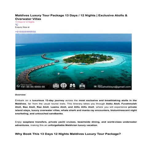 Maldives Luxury Tour Package 13 Days _ 12 Nights _ Exclusive Atolls & Overwater Villas.pdf