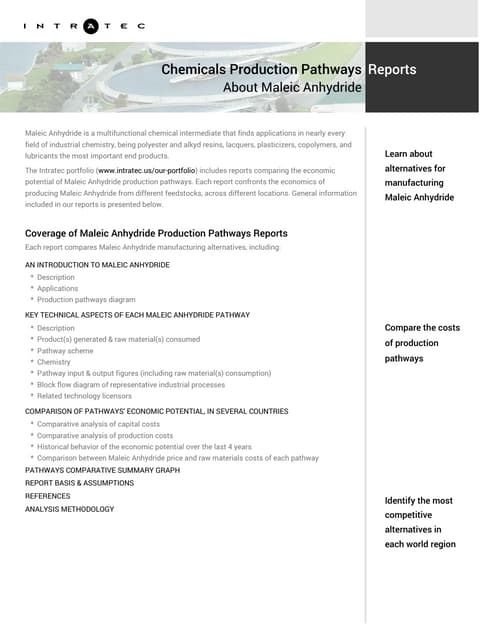 Economic Analysis: Maleic Anhydride Production Options | PDF Economic Analysis: Maleic Anhydride Production Options | PDF
