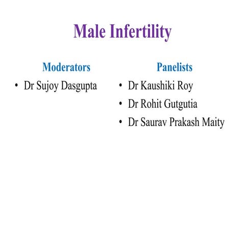 Male Infertility Panel Discussion by Dr Sujoy Dasgupta | PPTX