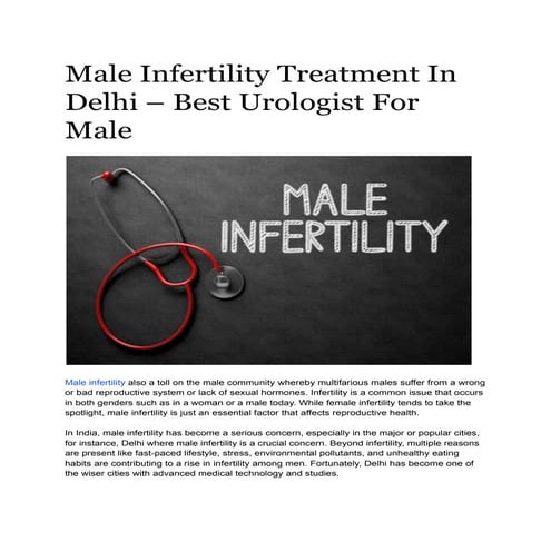 Infertility Treatments in Male | World Fertility Services | PDF