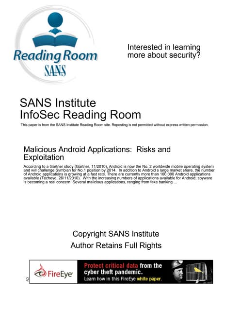 Malicious Android Applications Risks Exploitation 33578 Pdf