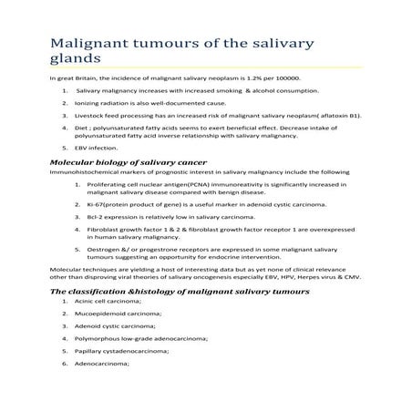 Malignant tumours of the salivary glands | DOC