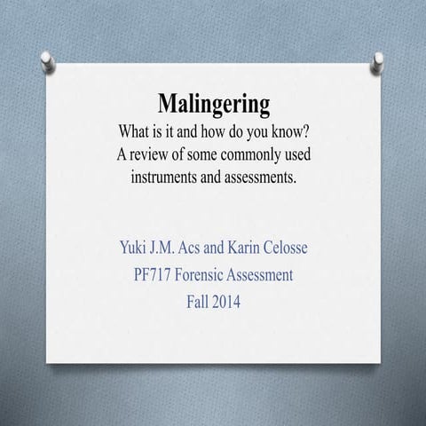 Malingering presentation for forensic evaluations | PPTX