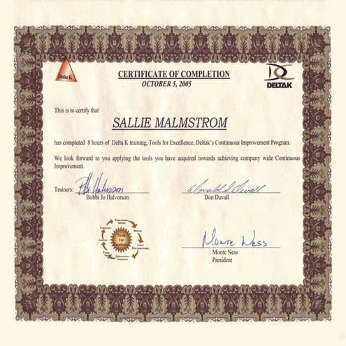 Deltak Certificates 2005 | PPT