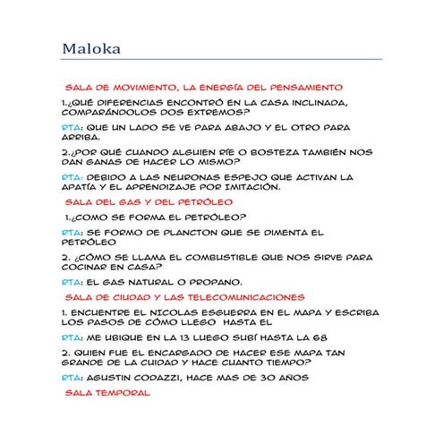 Proyecto Maloka taller hoja de respuestas | DOCX
