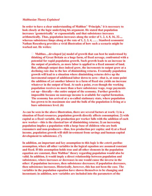 Malthusian theory of population | PPTX