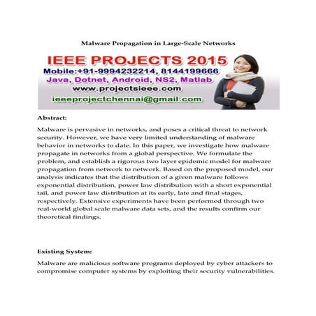 Malware Propagation In Large Scale Networks Pdf Computer Networking Computing