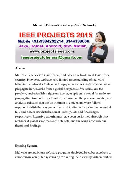 Malware Propagation In Large Scale Networks Pdf Computer Networking Computing