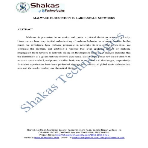 Malware propagation in large scale networks | DOCX