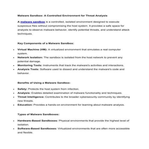 Malware Sandbox free malware sandbox.pdf | Computing | Technology & Computing