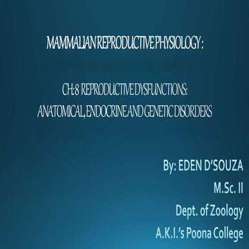 Mammalian reproductive physiology: REPRODUCTIVE DYSFUNCTIONS ...