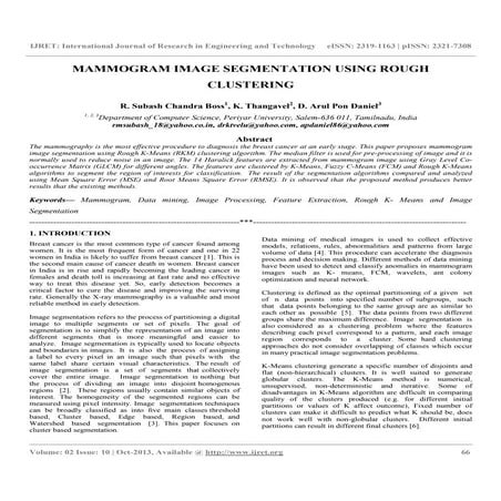 Mammogram Image Segmentation Using Rough Pdf Computing Technology