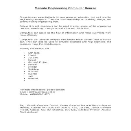 Manado engineering computer course | PDF