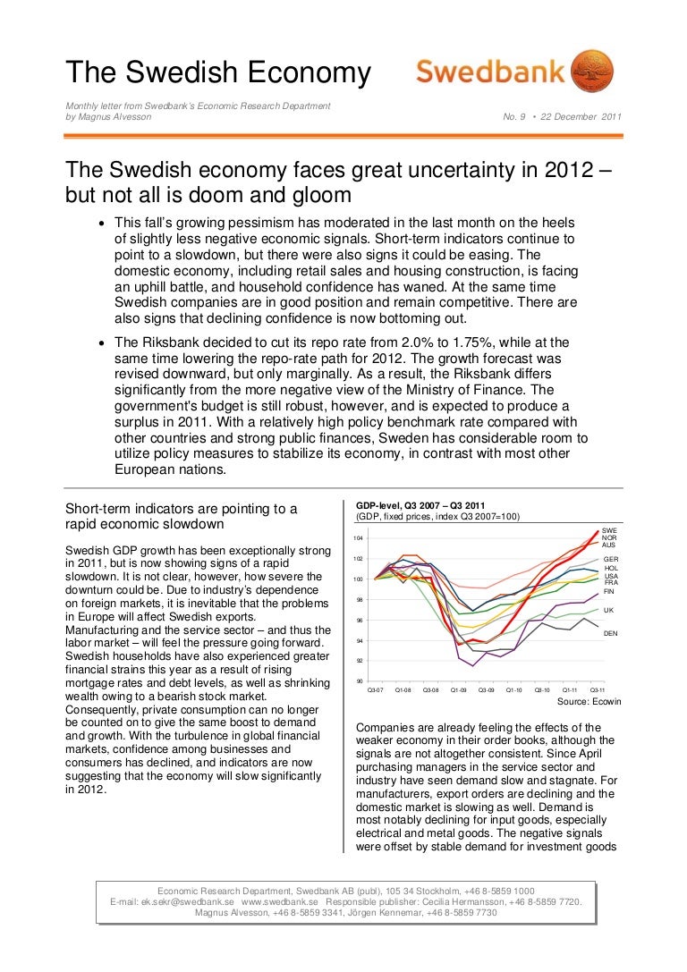 The Swedish Economy No.9 - December 22, 2011