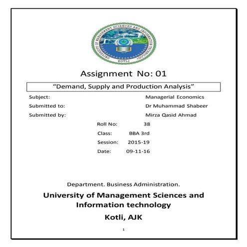 Managarial economics assignment | DOCX