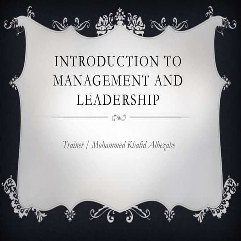 Leadership - Introduction to Management | PPTX