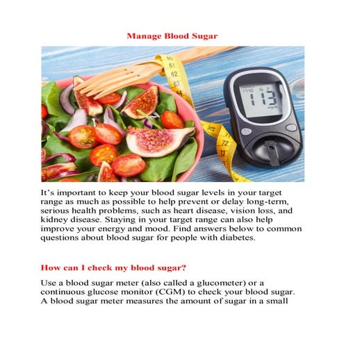 Manage blood sugar | PDF