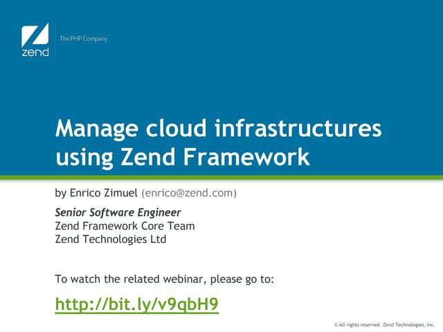 How To Manage Cloud Infrastructures Using Zend Framework Ppt 5513