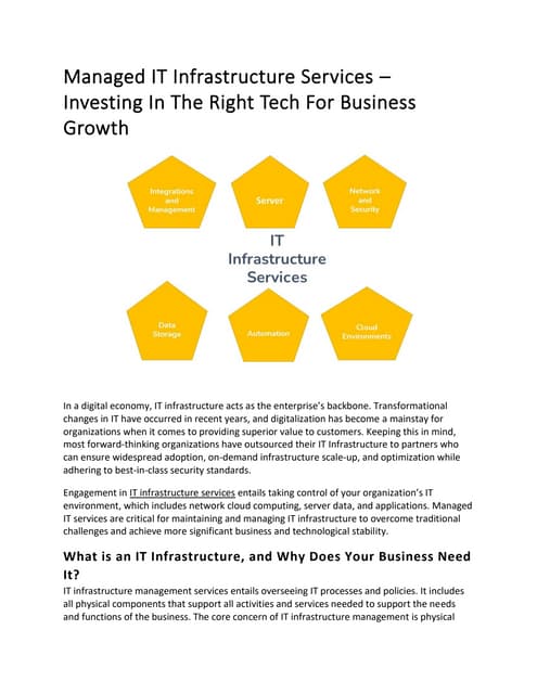 IT Infrastructure Management | Defination, Objectives & Strategies | PDF | Cloud Computing ...