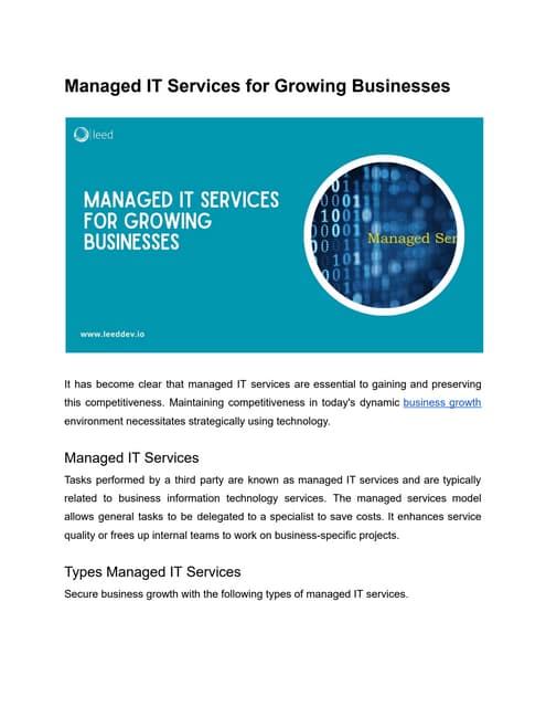 Enhance Your Business with Managed IT Services | PDF