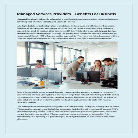 Managed Services Providers – Benefits For Business | PDF