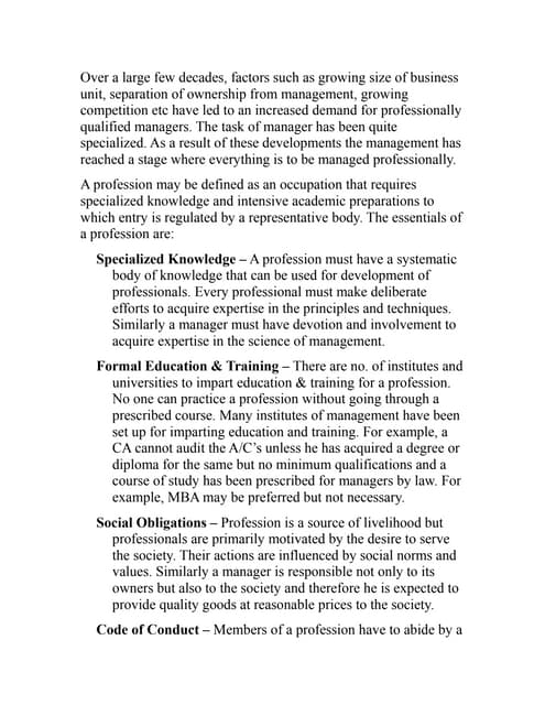 Management as profession | PPT