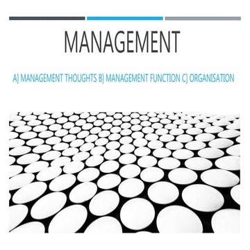 Management thoughts, function and organisation | PPTX