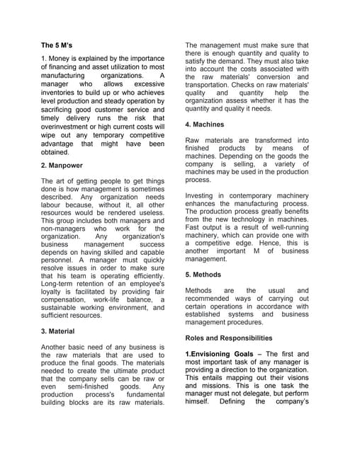 The 5 M’s of Management.pptx | Business | Business and Finance