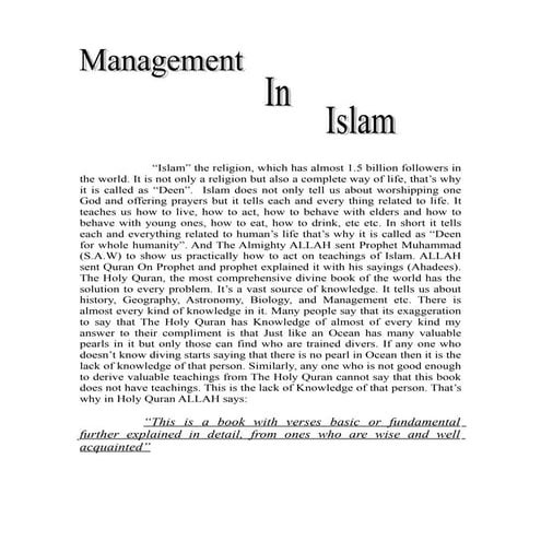Management In Islam | PDF