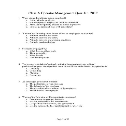 Management-Quiz-1.docx | Human Resources | Business