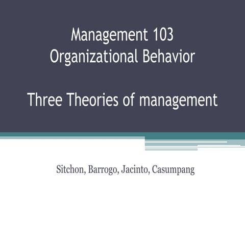 Management 103 theories of management | PPTX