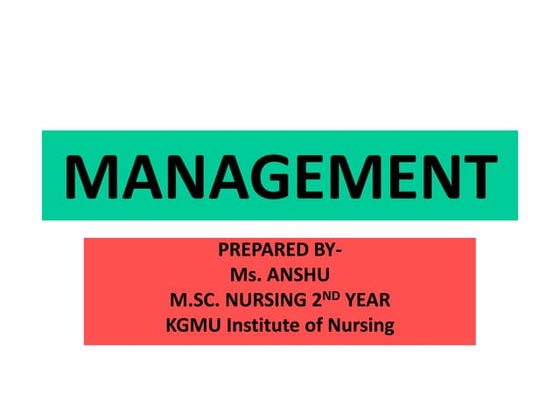 Introduction to Nursing Management | PPT