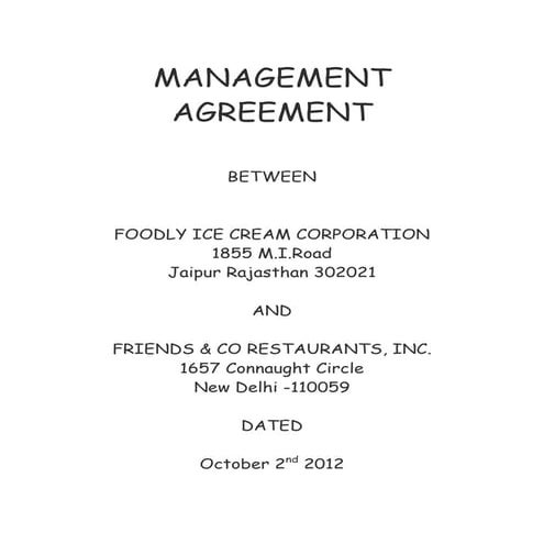 Management agreement sample | PDF