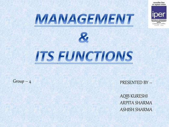 Management Function of an Entrepreneur - Entrepreneurship 9 | PPT