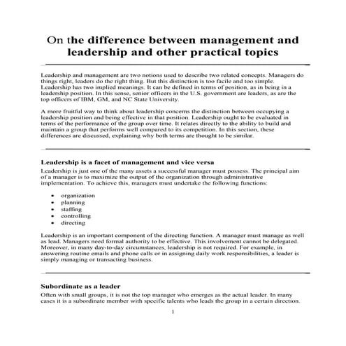 Management and leadership notes | DOC