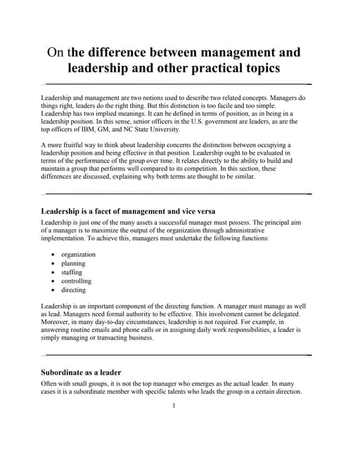 Notes on Leadership In Organisation Behavior (Notes for BBA/B.com ...