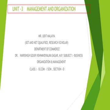 Management and organisation (unit iii )-ppt | PPT