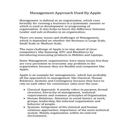 Management approach used by apple | DOCX