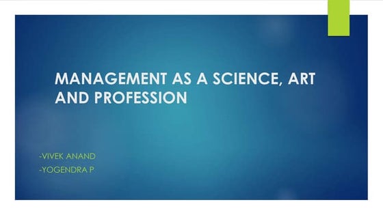 Management as profession | PPT