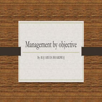 Management by objective | PPTX