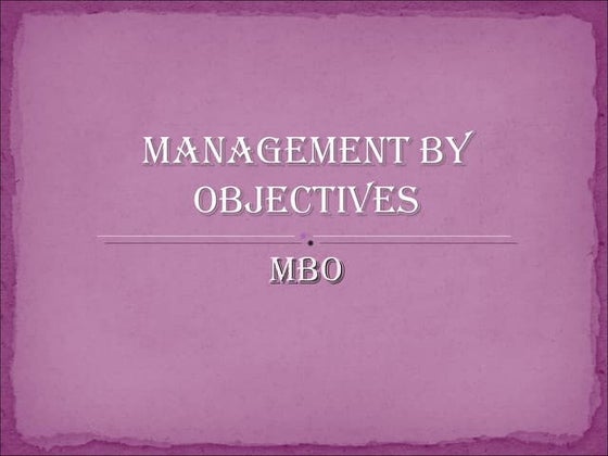 MBO, Management By Objectives, Nursing Management | PPT | Human ...