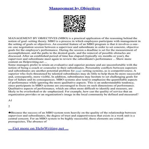 Management By Objectives | PDF