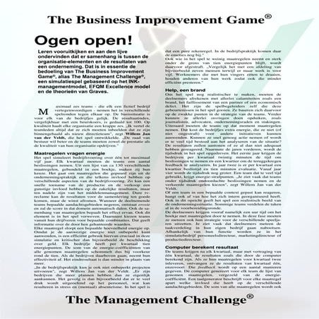 Management Challenge - Simulatiebeschrijving | PDF