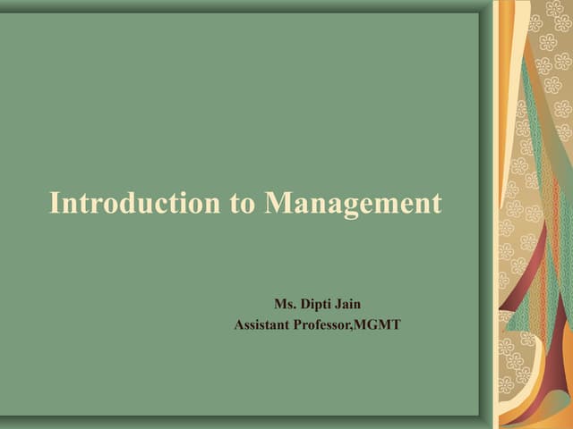 Introduction to Management - Basic concepts & fundamentals (An overview ...